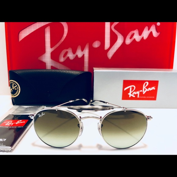 Ray-Ban | Accessories | Rayban Sunglasses Silver Metal Green Gradient 5 ...